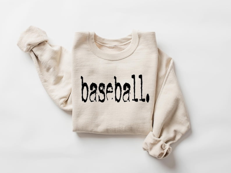 HA Sweatshirts Minimal Baseball Text Graphic Sweatshirt Vintage Sport ...