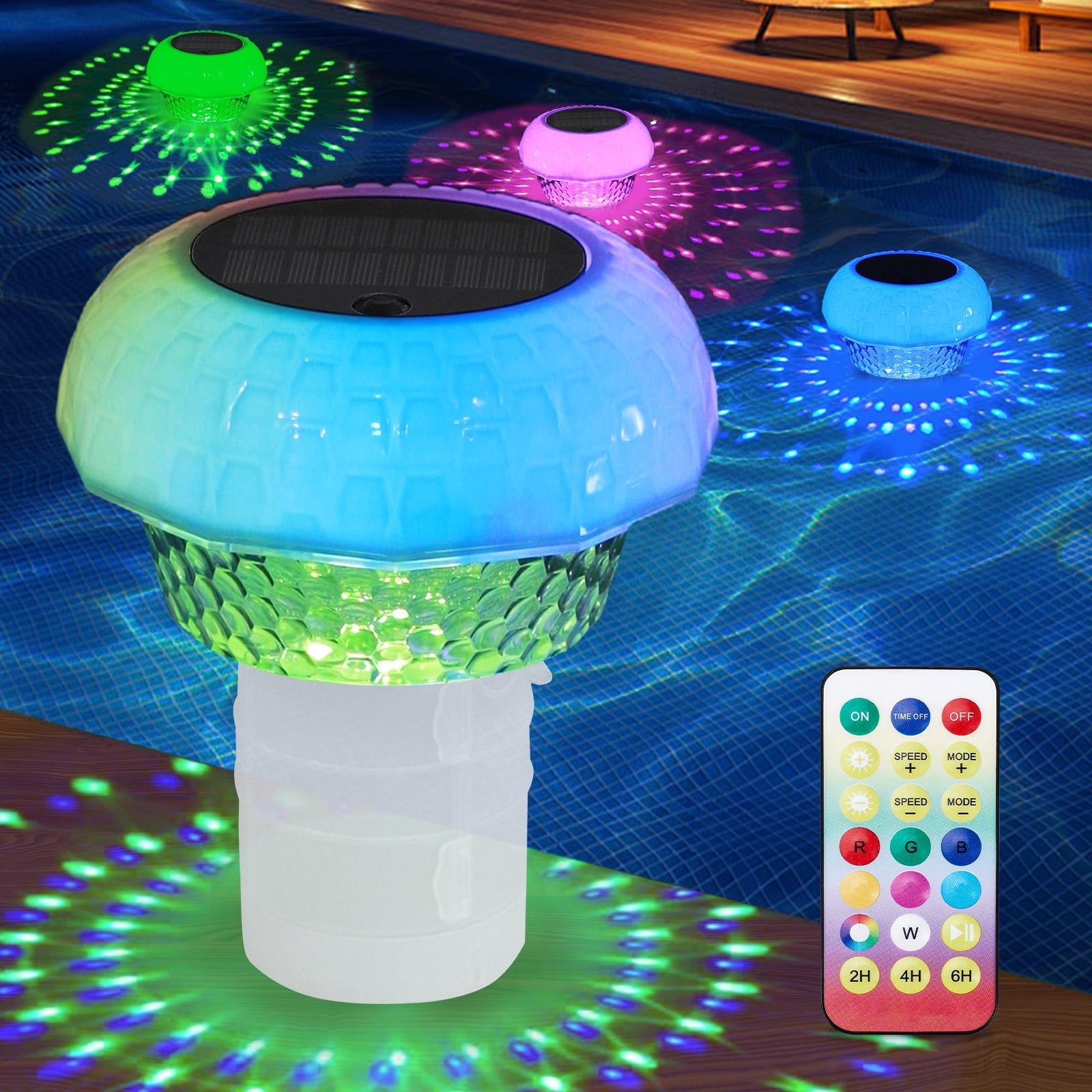 HAARAY Solar Pool Chlorine Tablet Floater with Colorful Projection ...