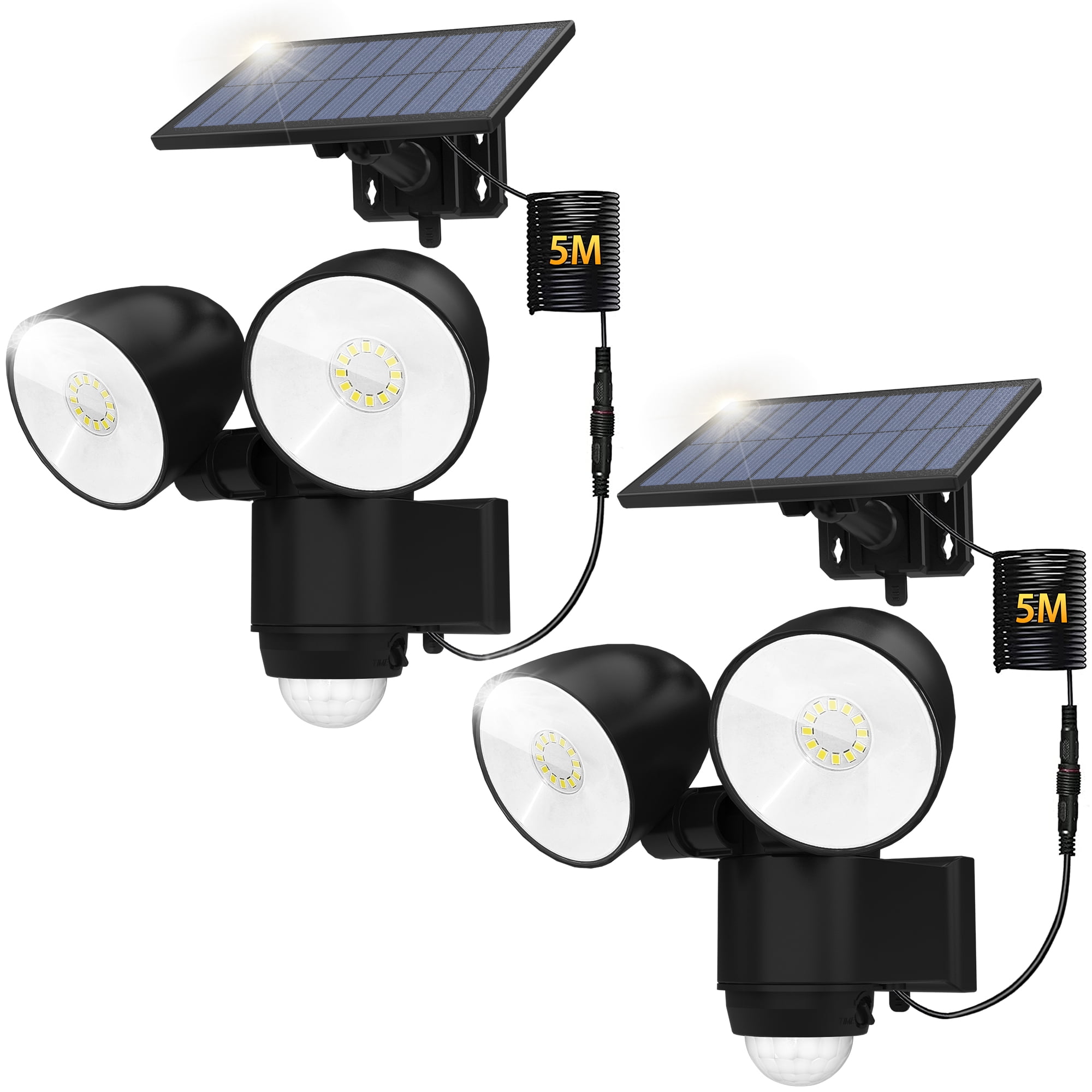 HAARAY Solar Motion Sensor Outdoor Lights with 16.4Ft Cable, 2500LM 24 LED Flood Lights Outdoor ...