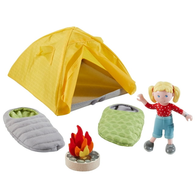 HABA Kids Camping Playset - Tent, 2 Reversible Sleeping Bags, Campfire ...