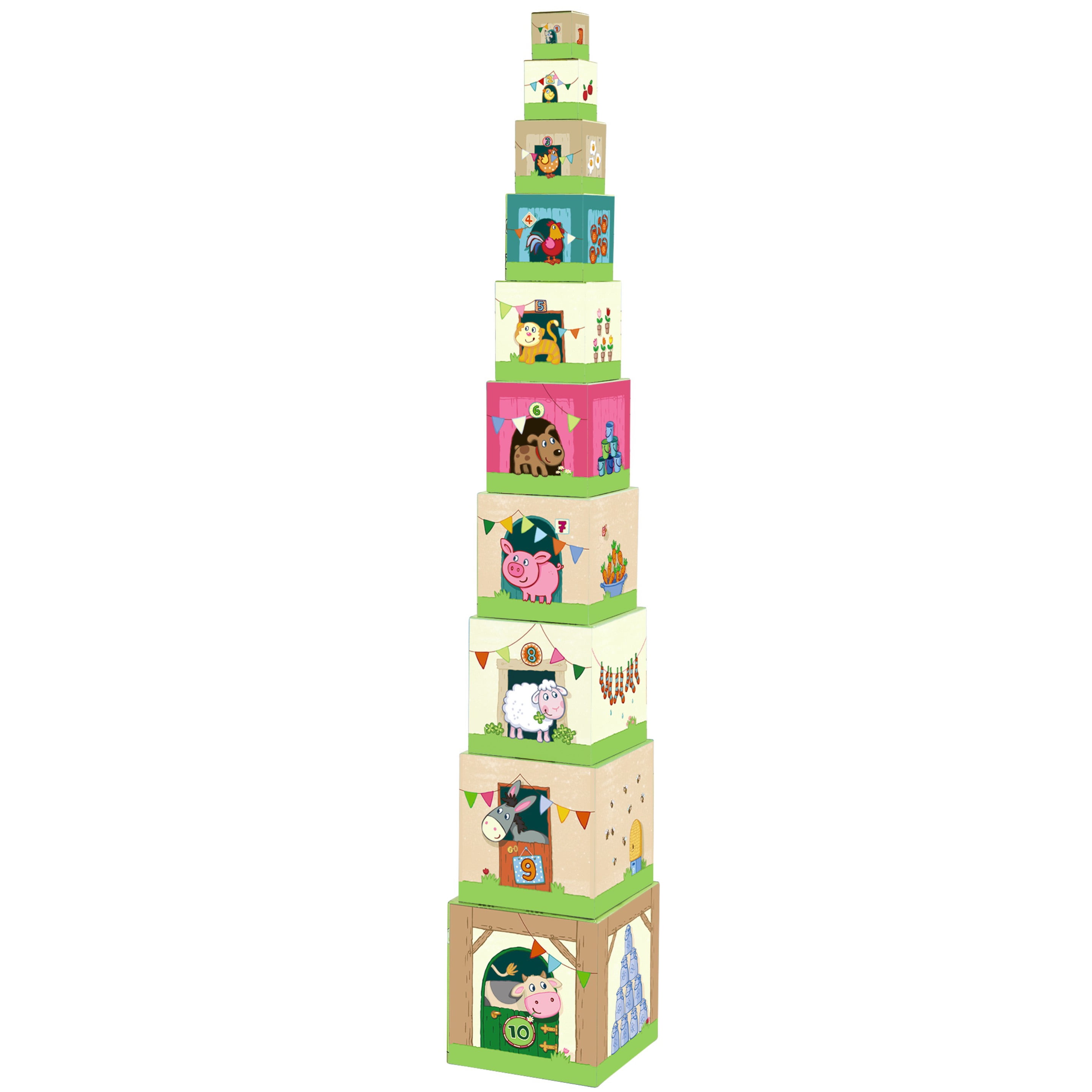 HABA On the Farm Sturdy Cardboard Nesting & Stacking Cubes - Blocks ...