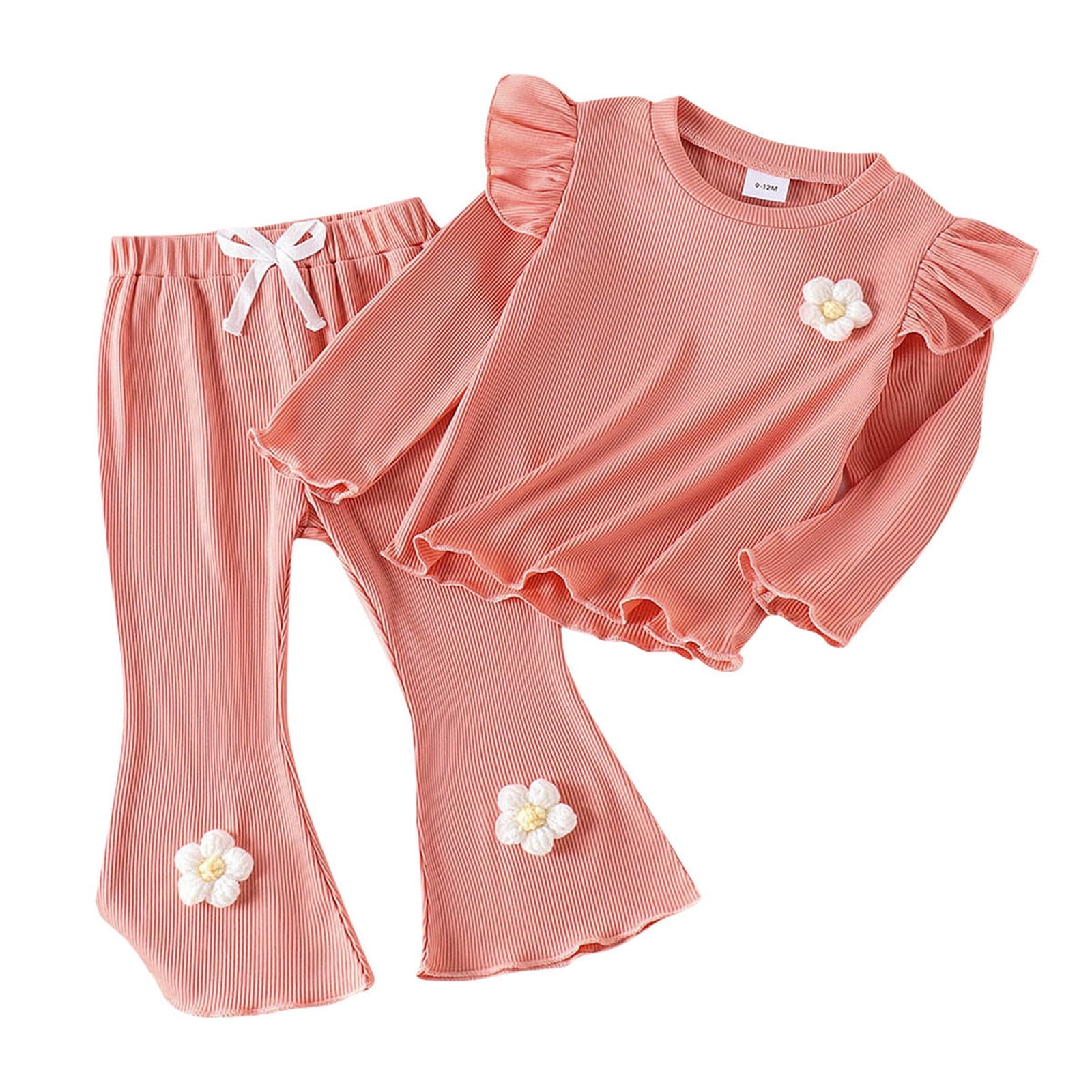HABDGIKS 2025 Baby Girl Pants Set Newborn Outfit Kids Two Piece Solid ...