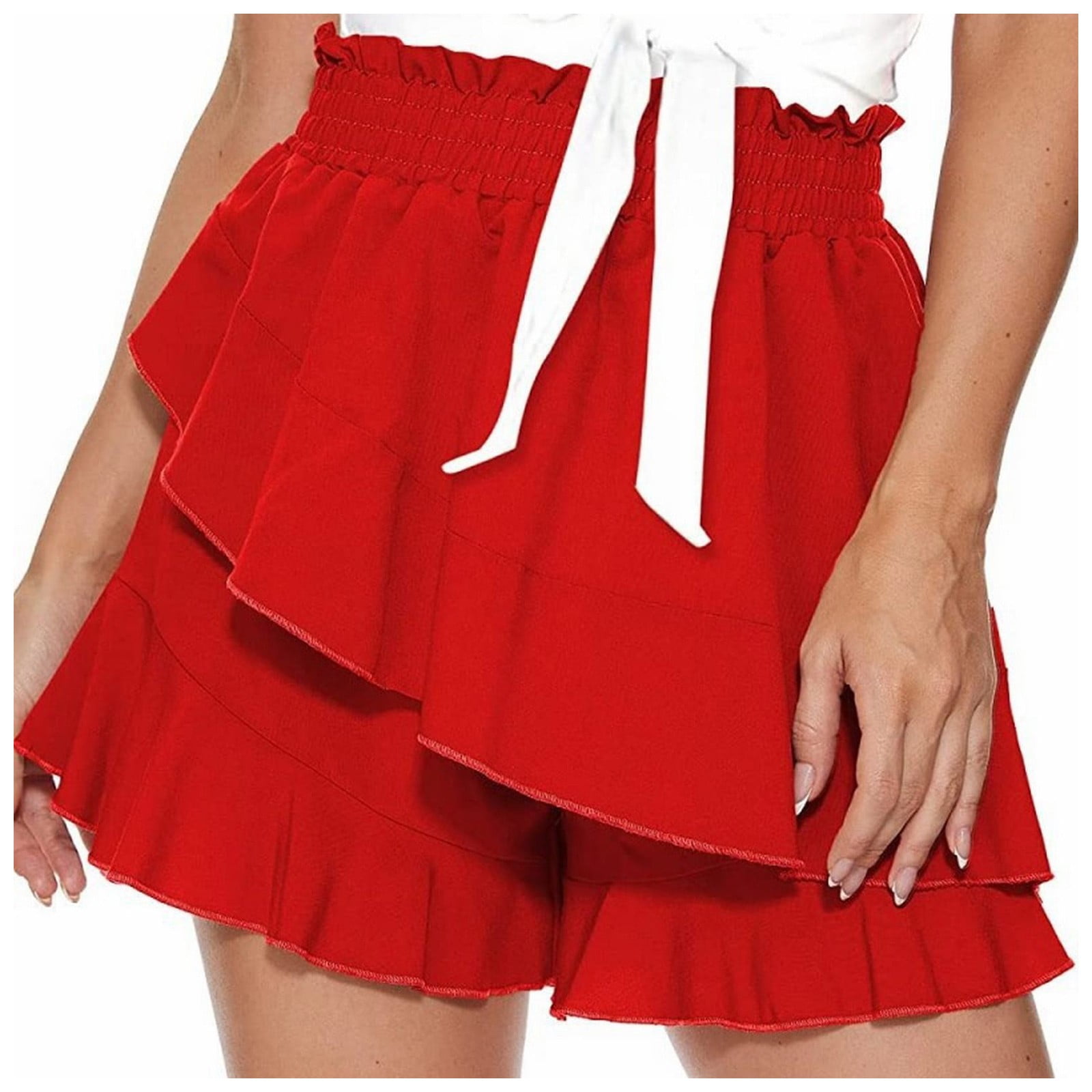 HABDGIKS 2025 Summer Skorts for Woman High Waist Solid Beach Casual Skirt Mini Wrap Elegant ...