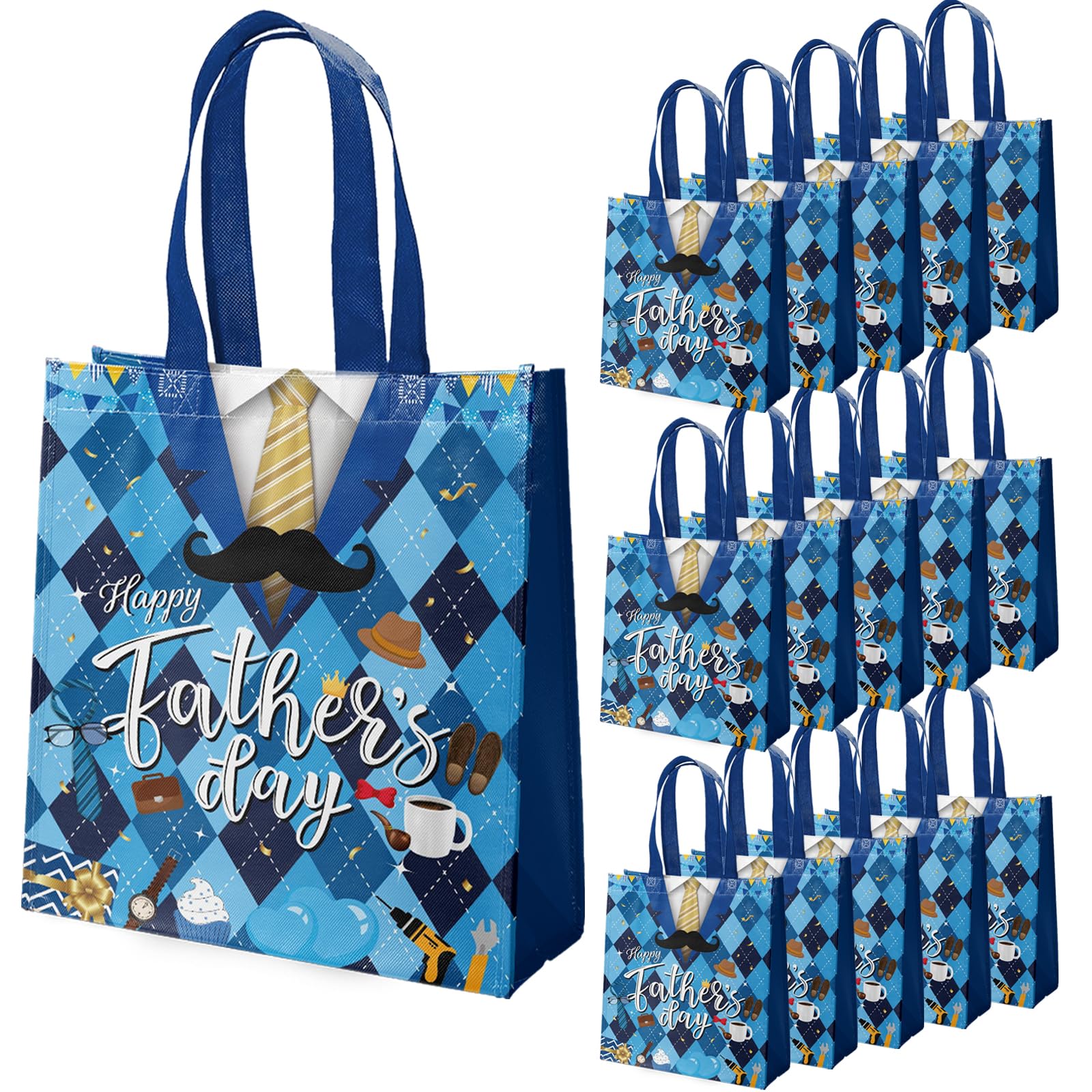 HABDJILTY 20Pcs Fathers Day Gift Bags,Fathers Day Non-woven Gift Bags ...