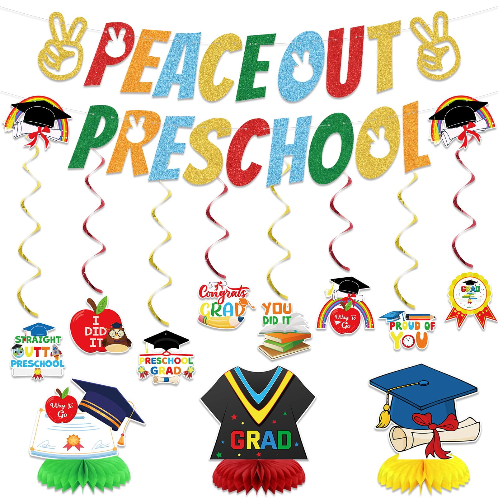 HABDJILTY Preschool Graduation Decorations IFF17 Peace Out Preschool ...
