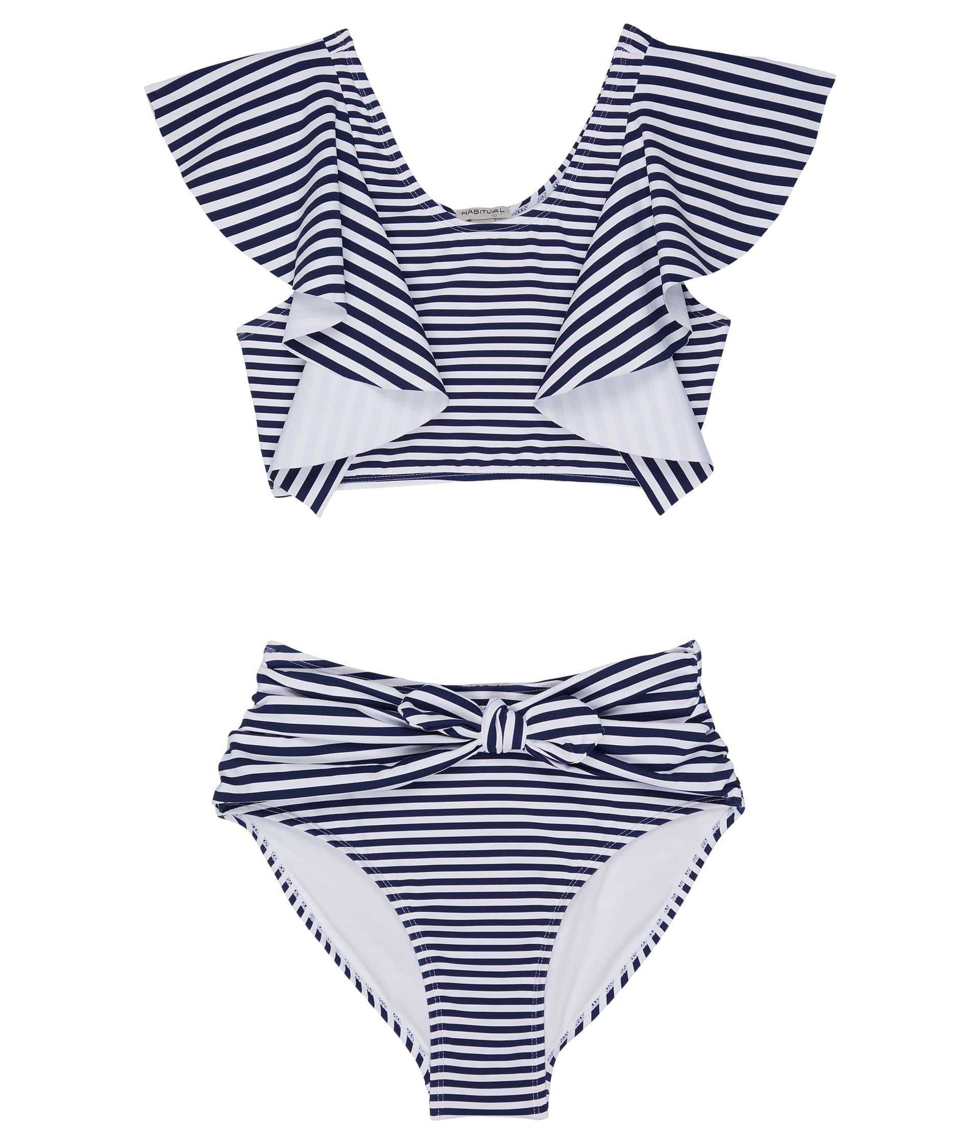HABITUAL girl Girl's Malibu Stripe Two-Piece Swimwear (Big Kids) Blue ...