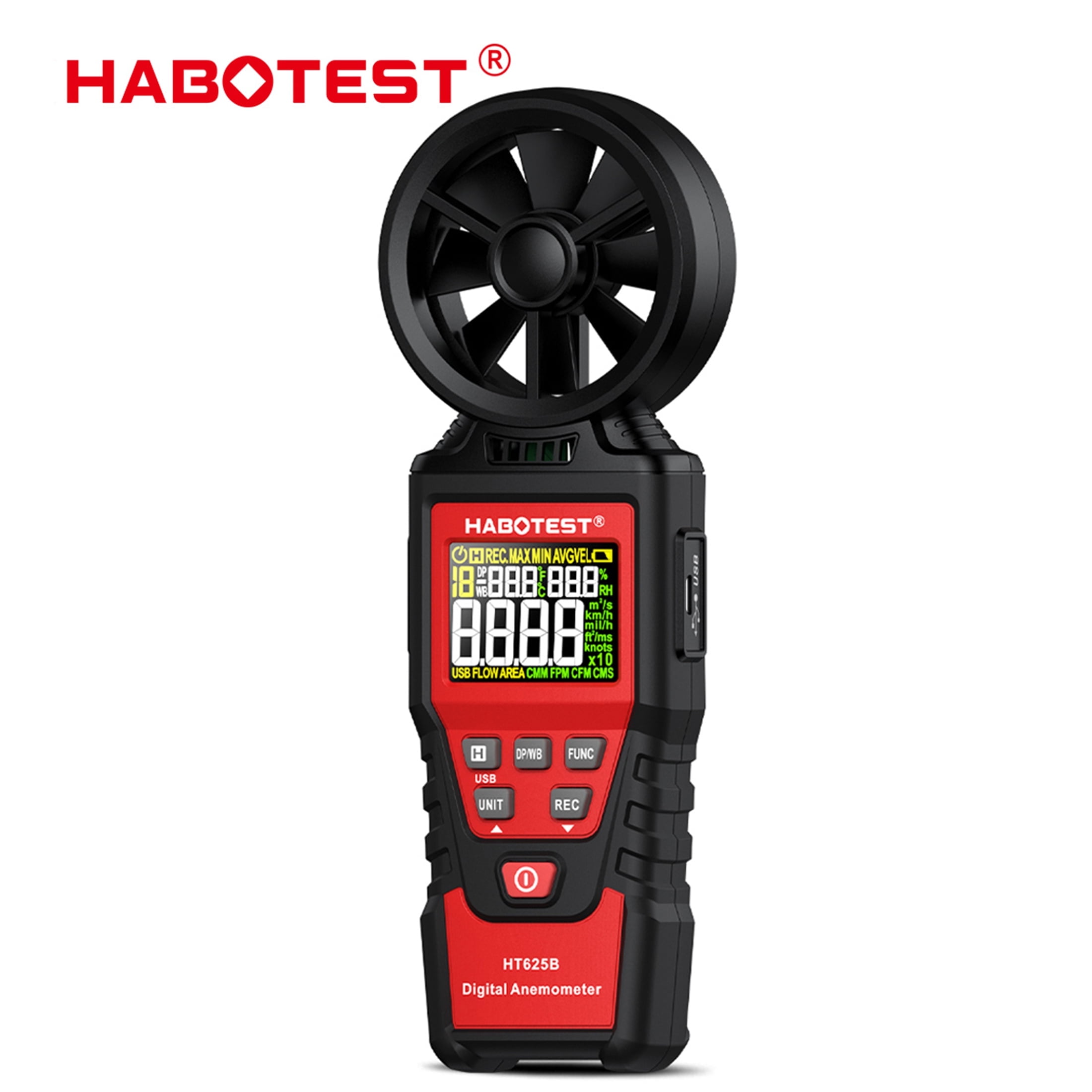 HABOTEST Digital Anemometer Wind Speed Air Velocity Meter,Air Flow ...