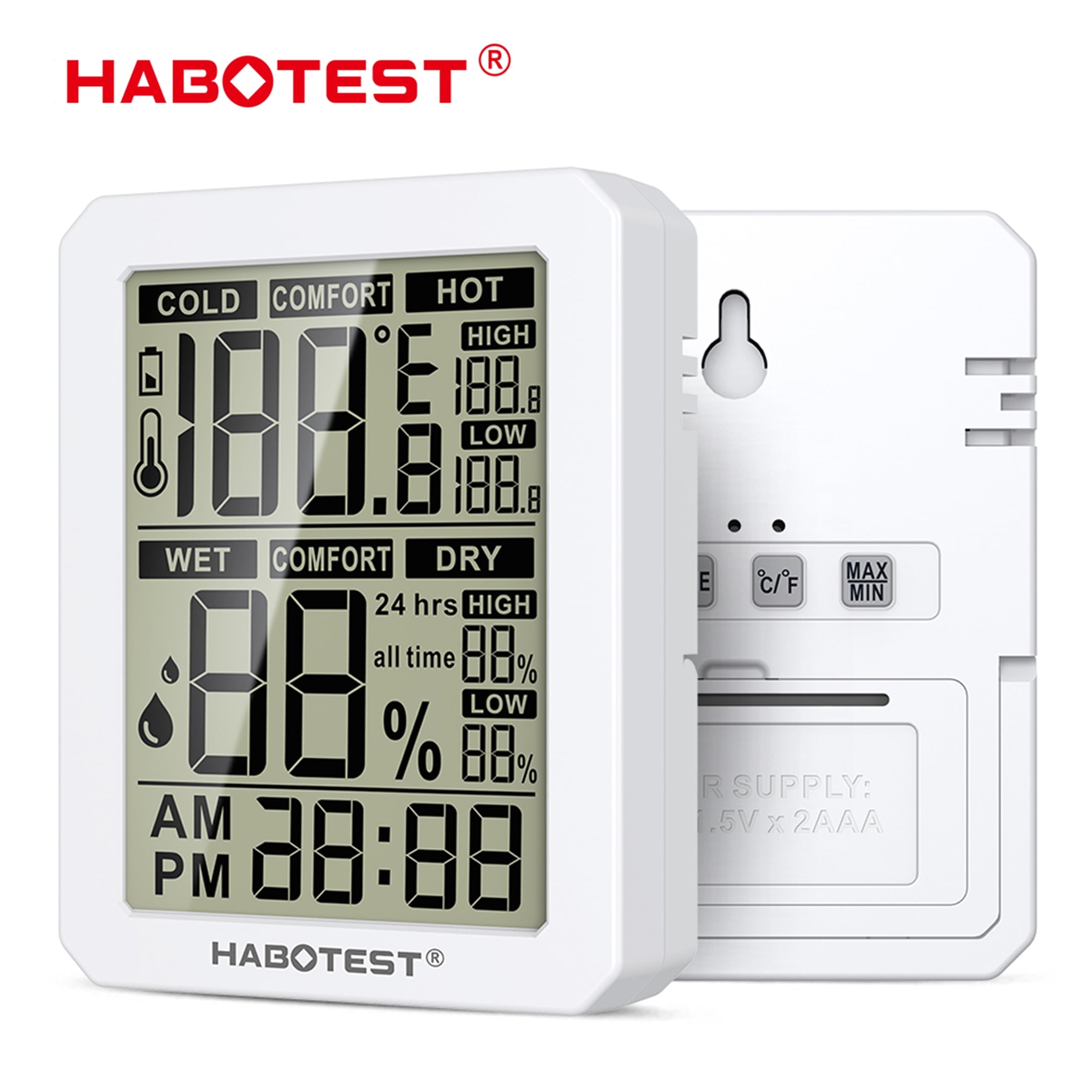 HABOTEST Digital Hygrometer Indoor Thermometer,Temperature Humidity ...