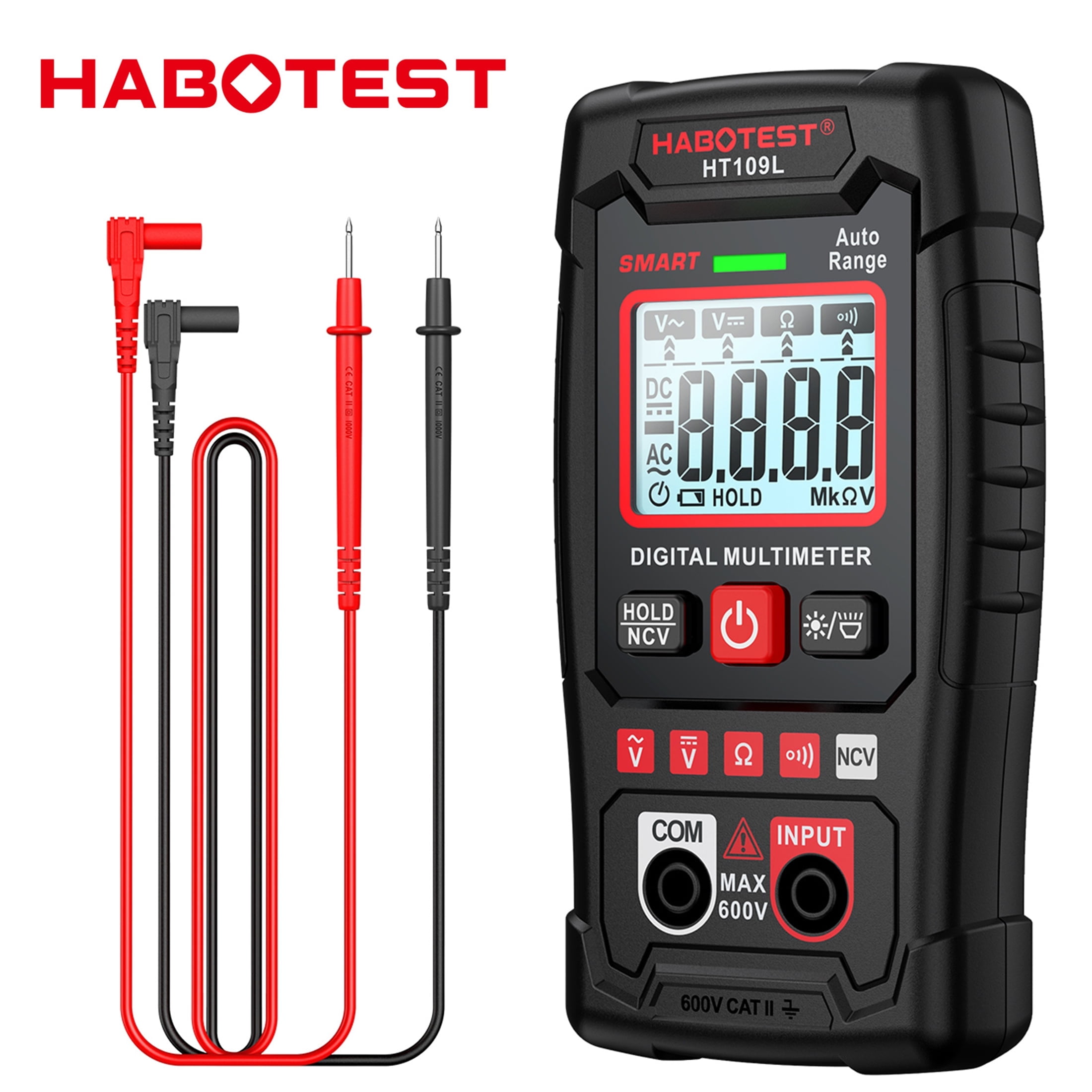 HABOTEST HT109L Digital Multimeter DC AC Voltmeter,TRMS 4000 Counts ...