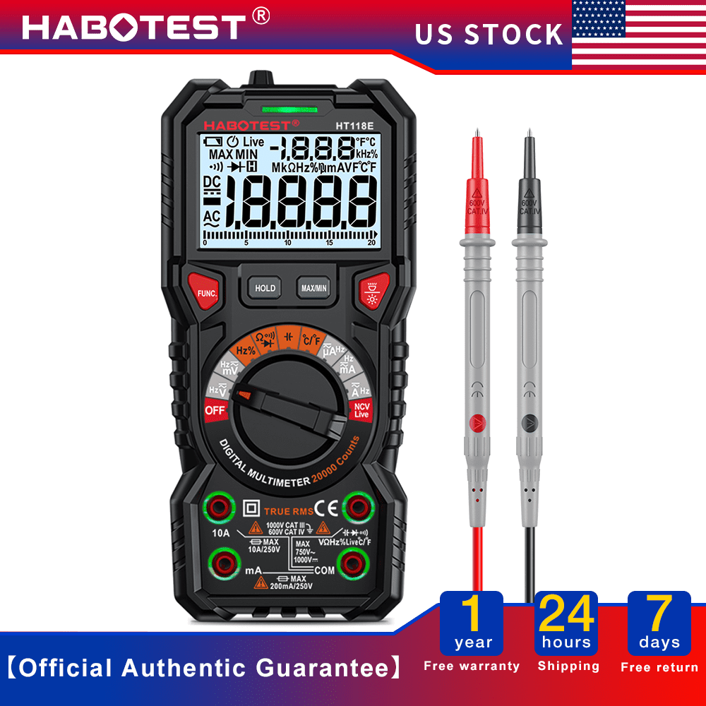 HABOTEST HT118E Digital Multimeter AC DC Voltage Volt Meter Resistance ...