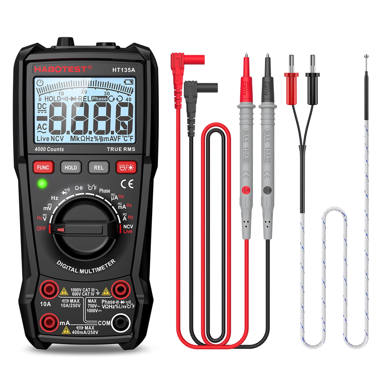 HABOTEST HT135A Multifunctional Digital Multimeter LCD Color Display ...