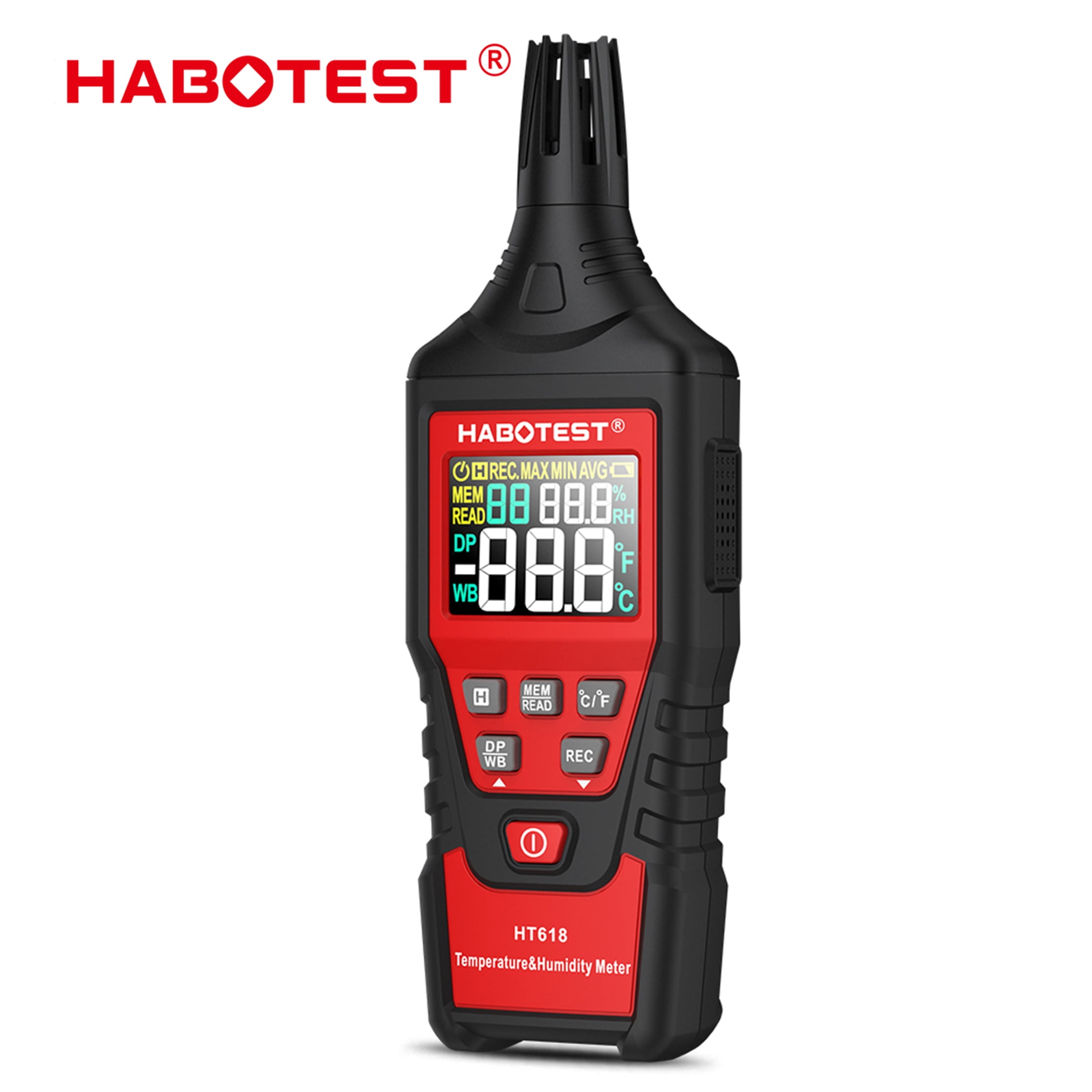 HABOTEST HT618 Digital Portable Handheld Digital Thermo-Hygrometer ...