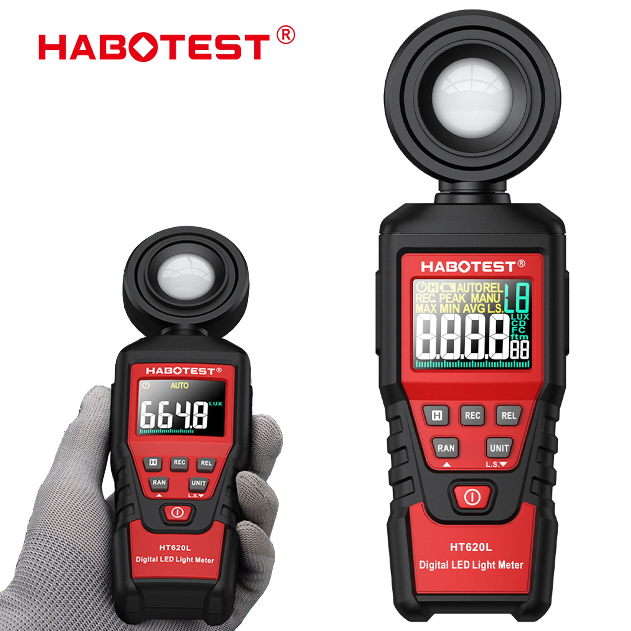 HABOTEST HT620L Digital Lux Meter, Handheld Ambient Temperature ...