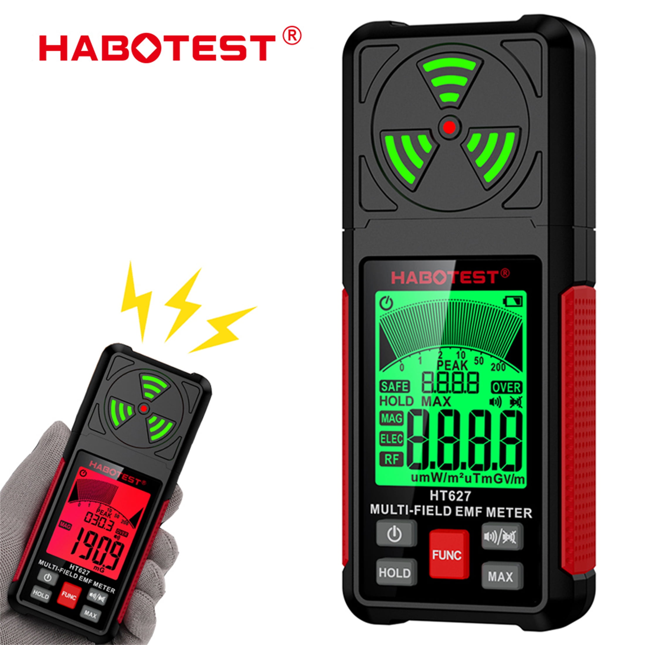 HABOTEST HT627 Multi-Field EMF Meter Detector: 3-in-1 Portable ...