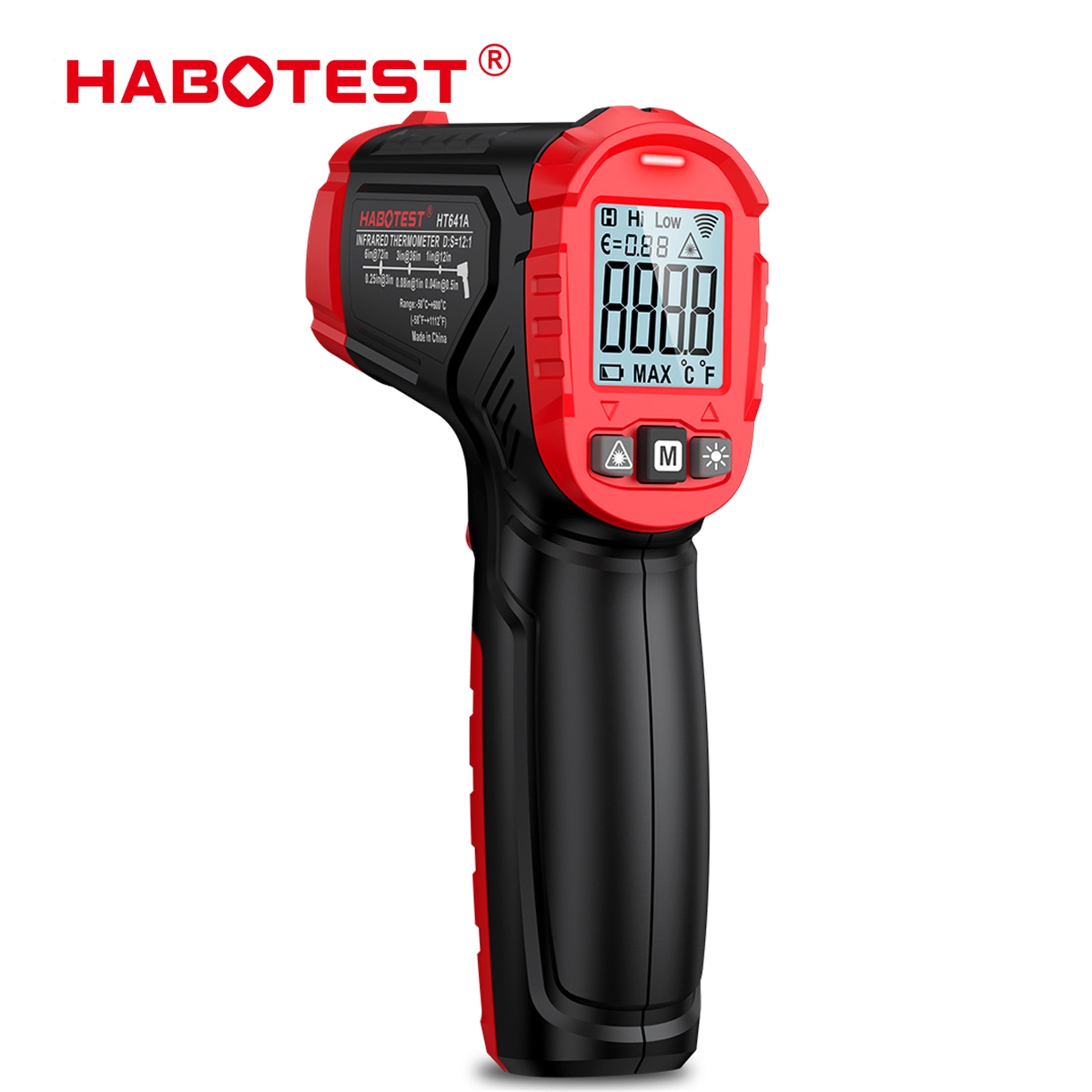 HABOTEST HT641A Thermometer Safe Non Contact Digital Laser Temperature ...