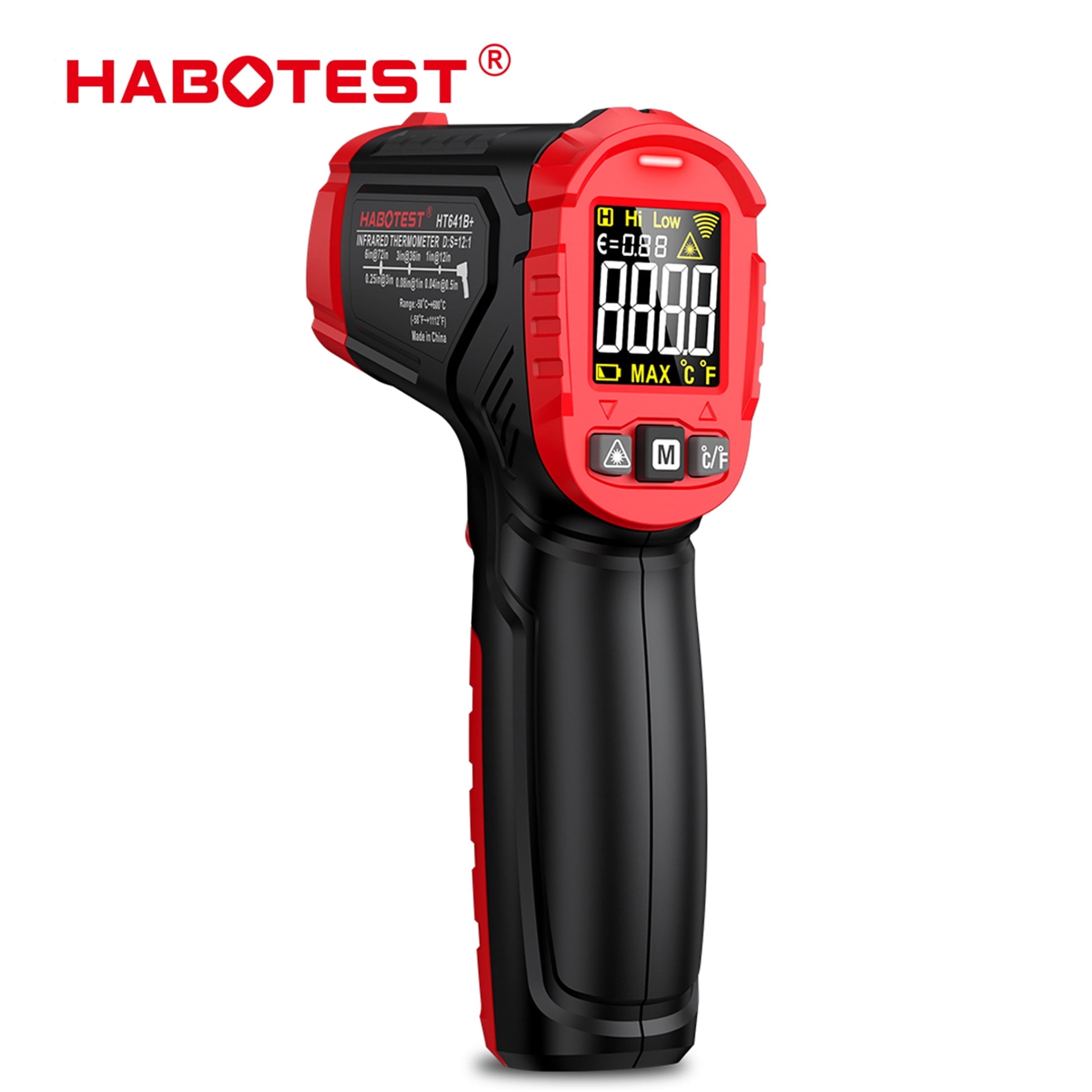 HABOTEST HT641B+ Thermometer Safe Non Contact Digital Laser Temperature ...