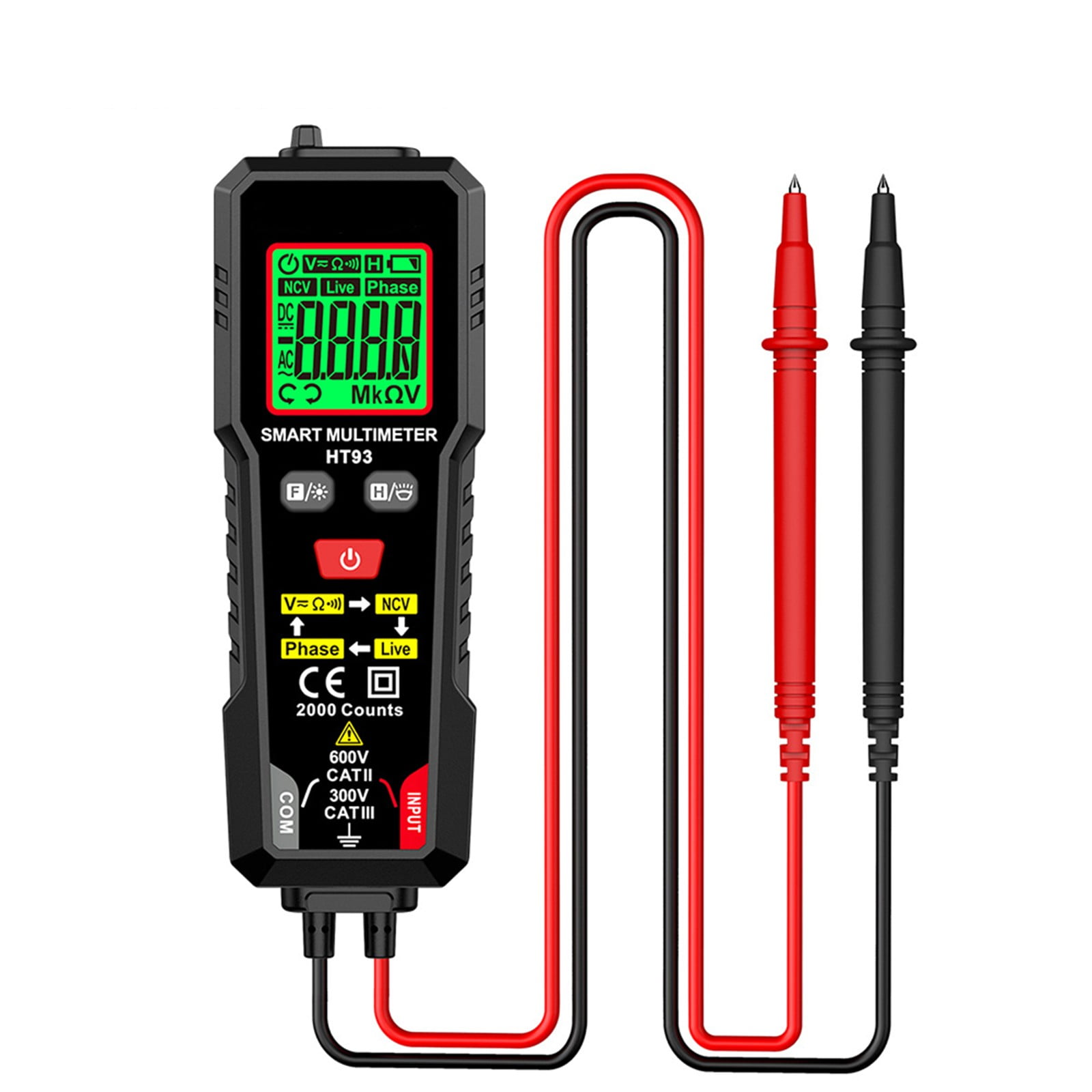 HABOTEST HT93 Digital Multimeter Voltage Tester 2000 Count AC/DC ...