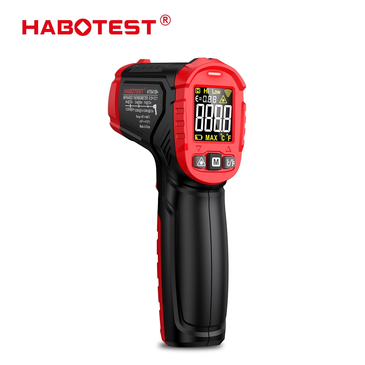 HABOTEST Infrared Thermometer HT641B+ Handheld Heat Temp Meter -58~1112 ...