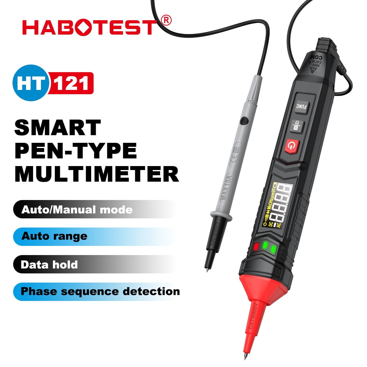 HABOTEST Pen Type Digital Multimeter AC/DC Voltage Tester 4000 Counts ...