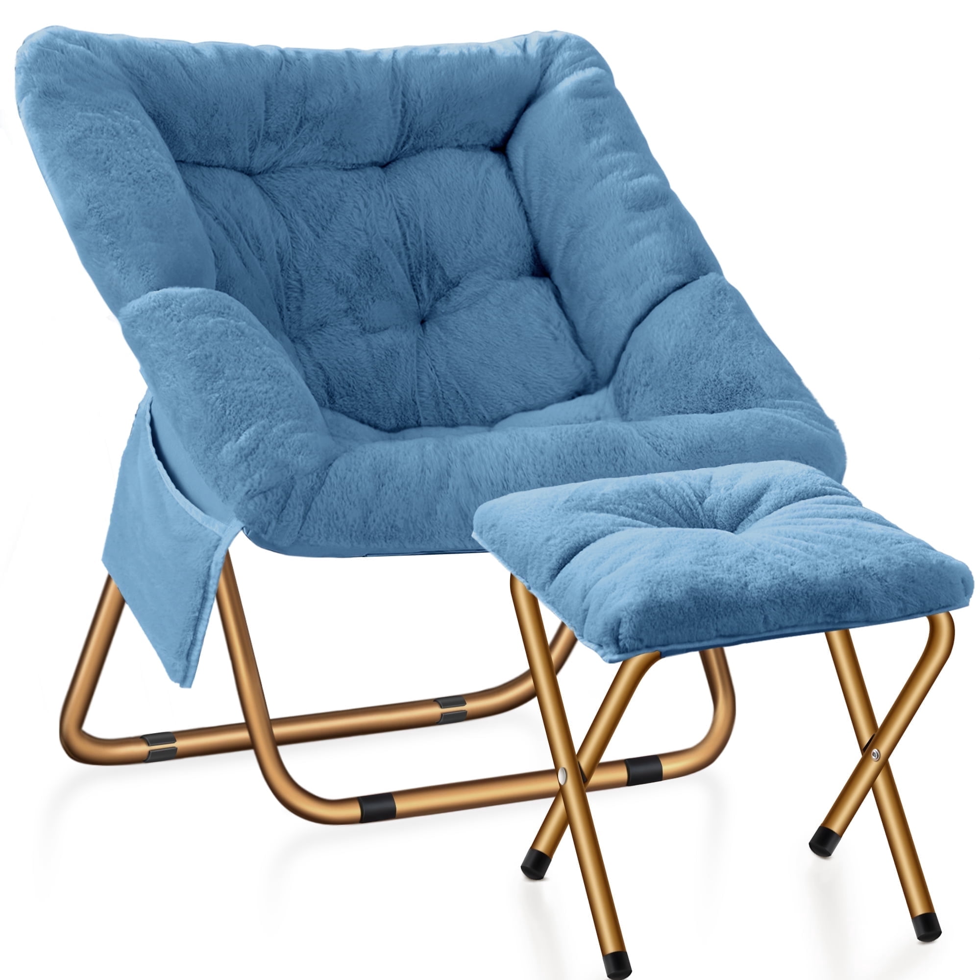 HABUTWAY Comfy Saucer Chair, Foldable Living Room Chairs, Soft Faux Fur ...