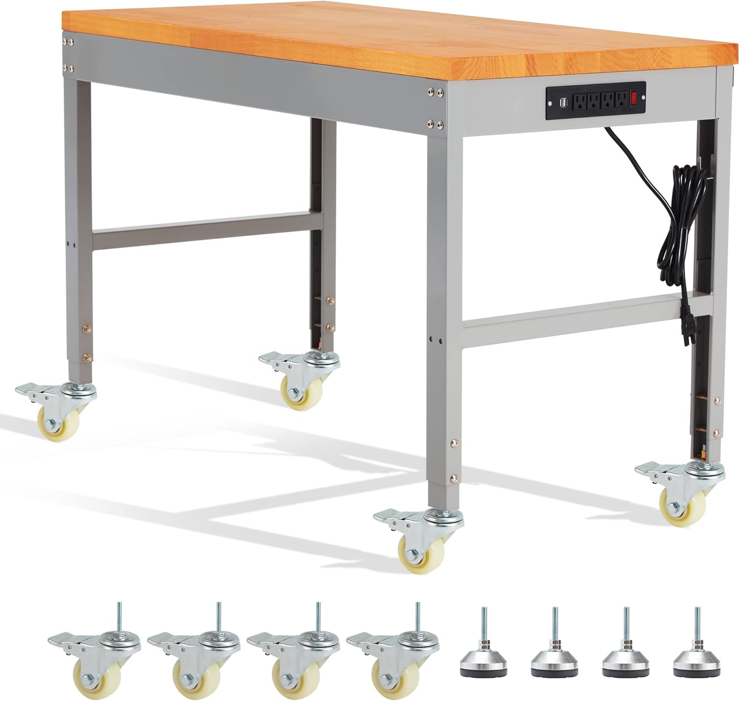 HABUTWAY Height Adjustable Workbench with Wheels 48" x 24" 2000 Lbs ...