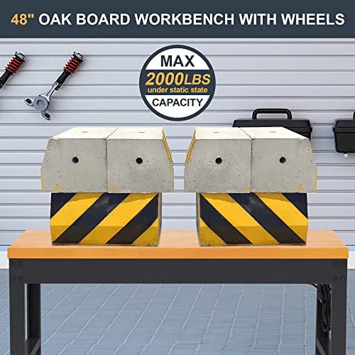 HABUTWAY Height Adjustable Workbench with Wheels 48" x 24" 2000 Lbs ...