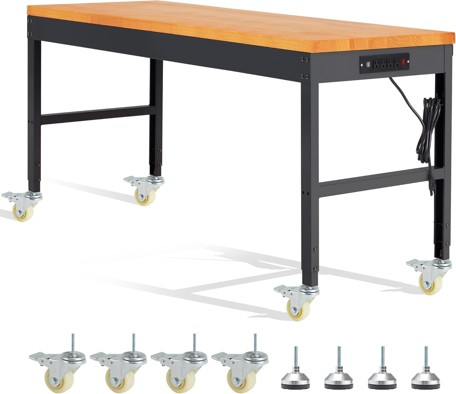 HABUTWAY Height Adjustable Workbench with Wheels 60" 2000 Lbs Capacity ...