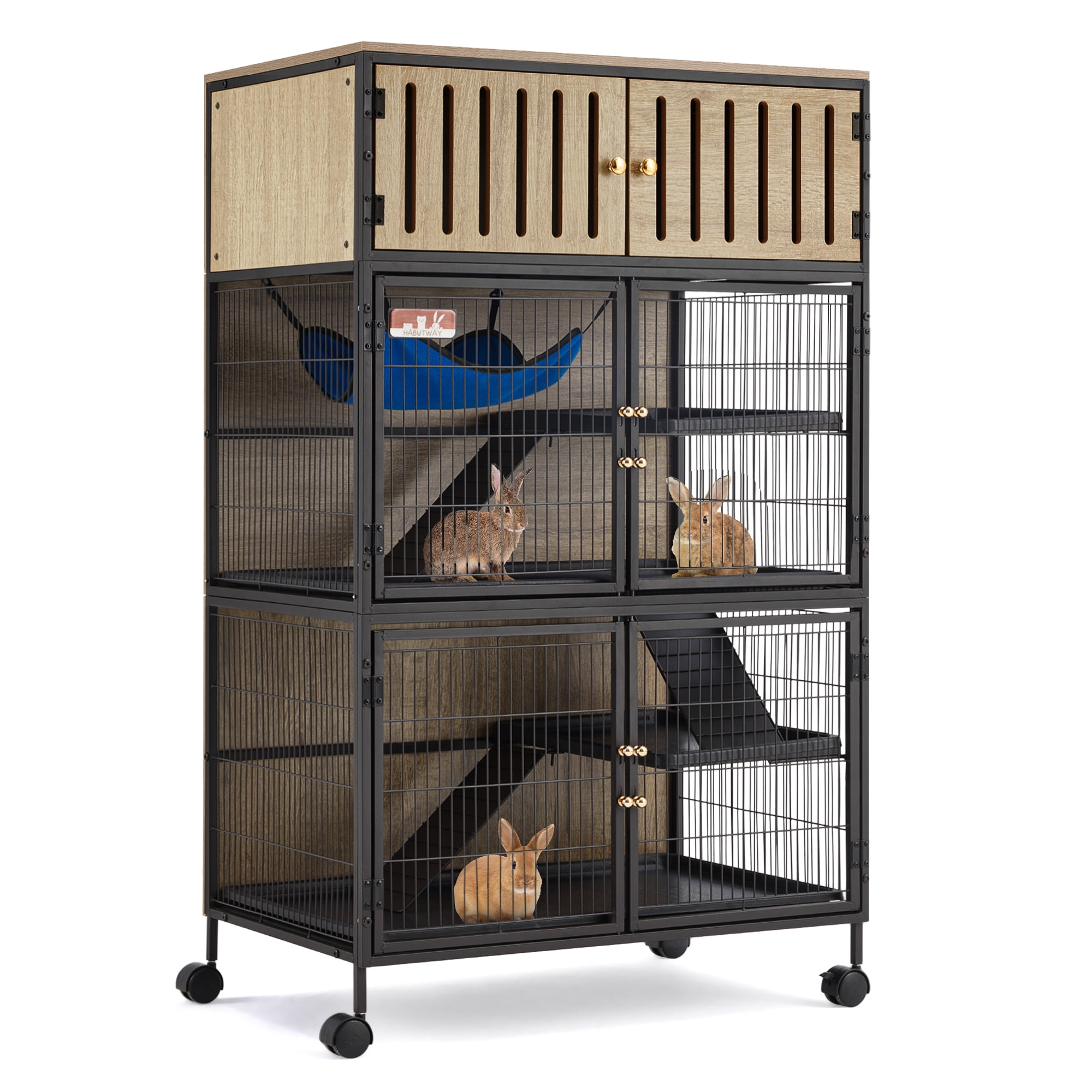 HABUTWAY Metal Large Small Animal Cage 5 Levels, 50.0" H Rolling Guinea ...