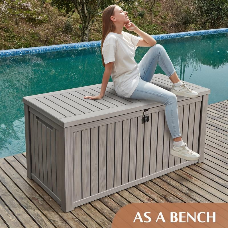 HABUTWAY Outdoor Storage Box, Lockable Resin Deck Box, Large Capacity ...