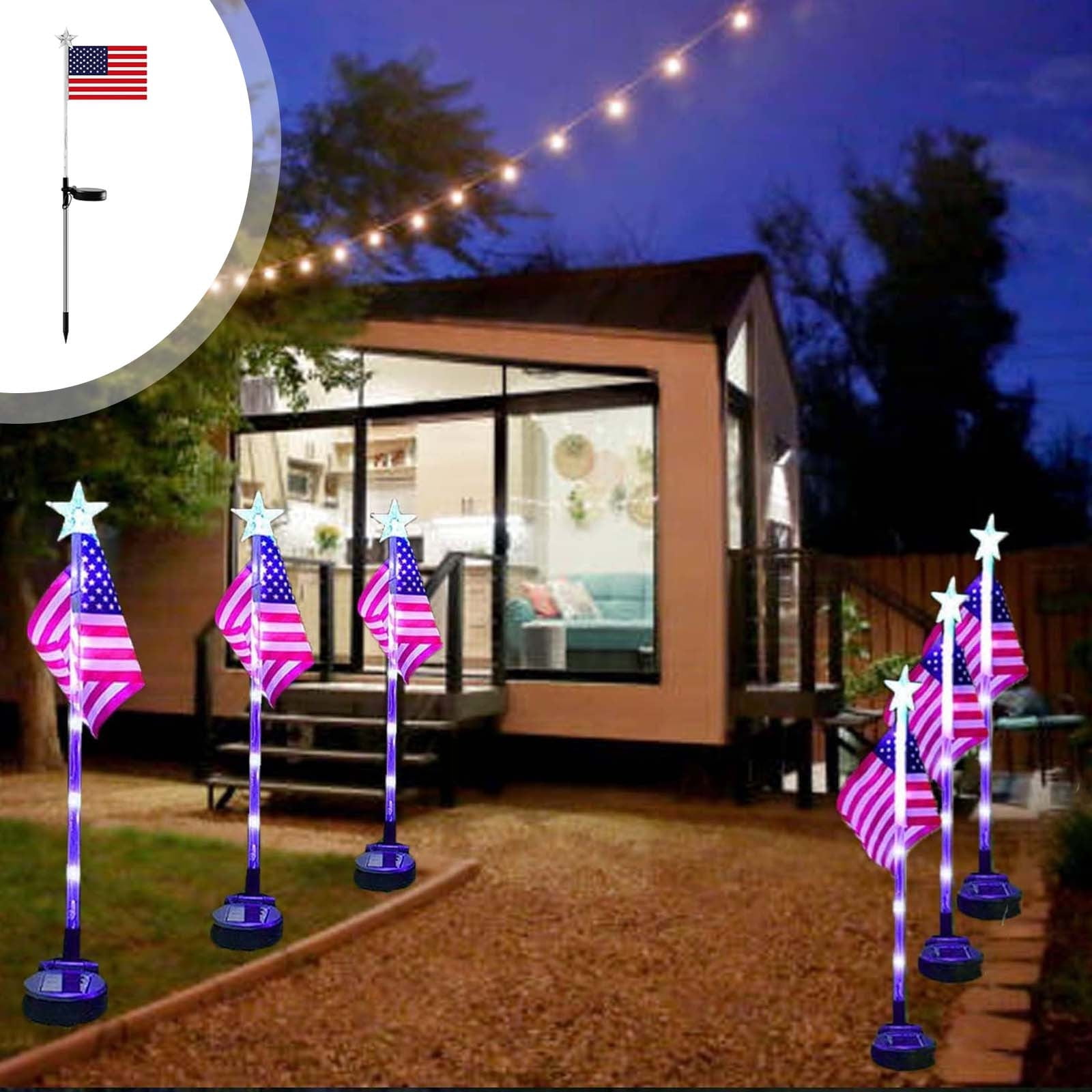 HACHUM Solar Flag Pole Light Flagpole Light Upgrade Solar Powered ...