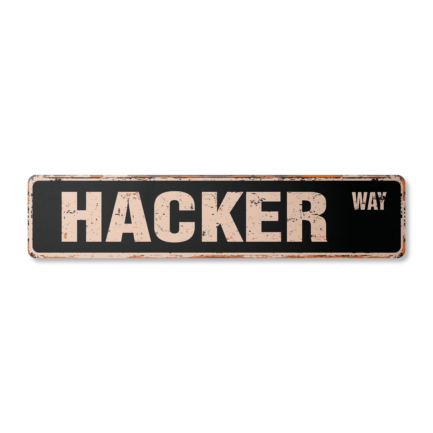 HACKER WAY Vintage Aluminum Street Sign computer programmer crime loitering illegal rustic metal ...