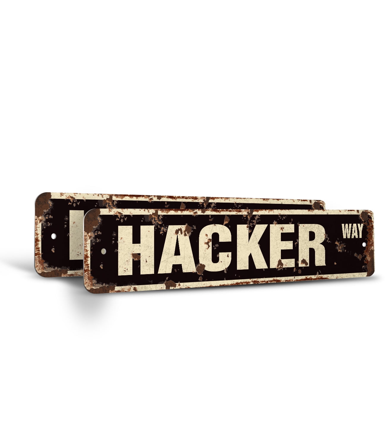 HACKER WAY Vintage Style Rustic Street Sign – (2 Pack) Computer ...