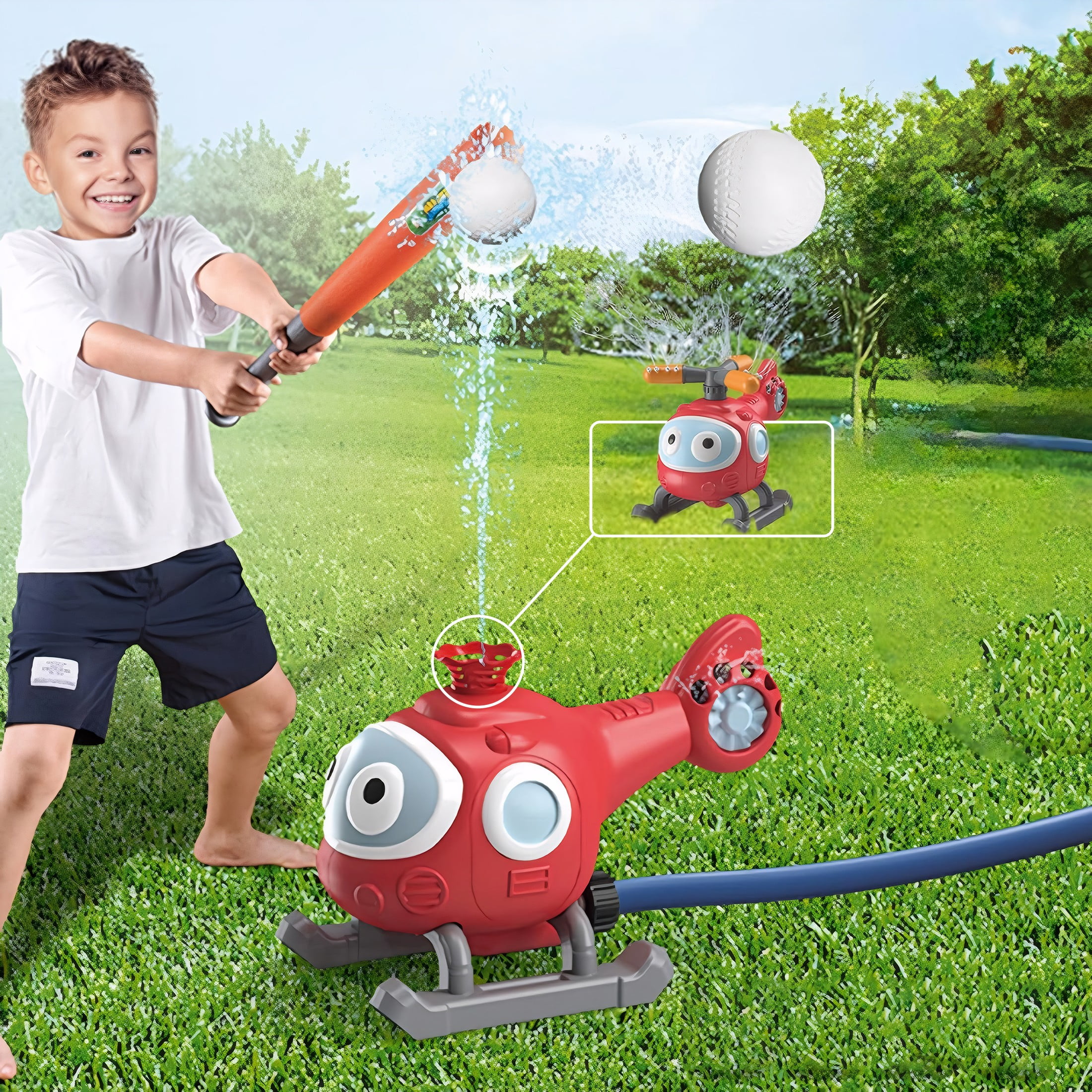 HACOCOLA Helicopter Baseball Water Sprinkler Toy, Outdoor Playset for Kids 3 and Up - Walmart.com