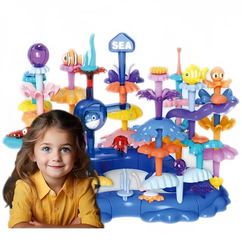 HACOCOLA 76 Pcs Ocean Reef Building Toy Set, DIY Marine Corals Block ...