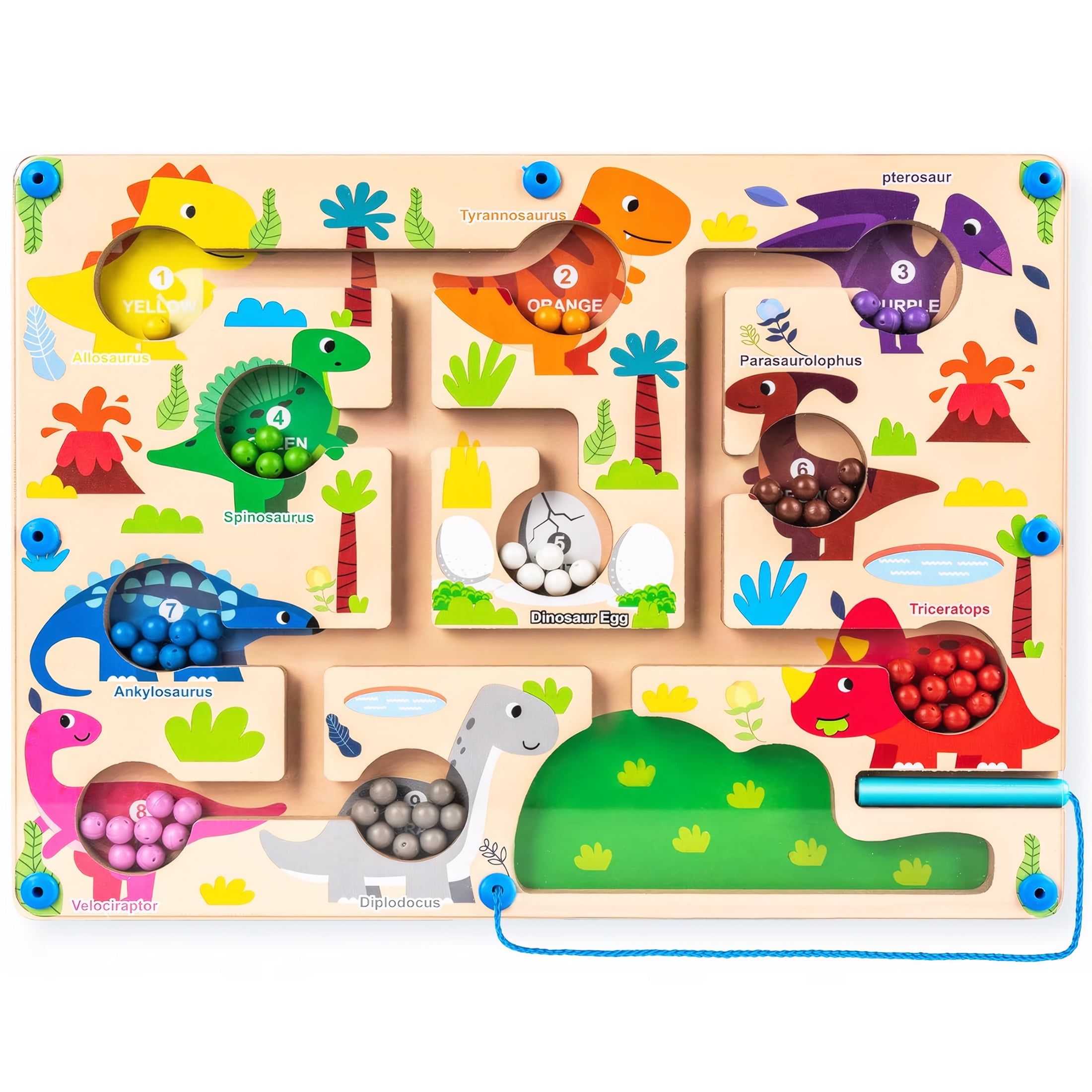 HACOCOLA Dinosaur Magnetic Color and Number Maze, Montessori Counting ...
