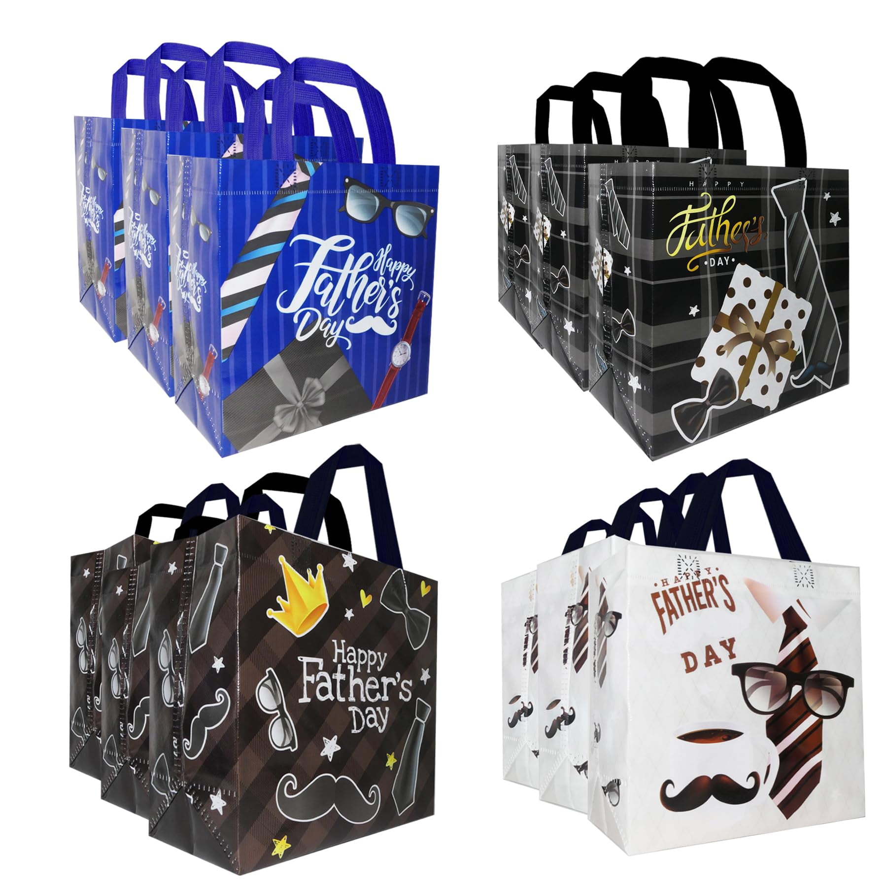 HADDIY Father's Day Tote Gift Bags with Handles,12 Pcs Bulk Non-Woven ...