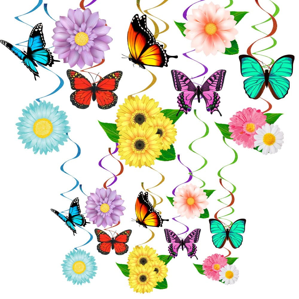HADDIY Flower Butterfly Birthday STF9 Party Decorations,30 Set Spring ...