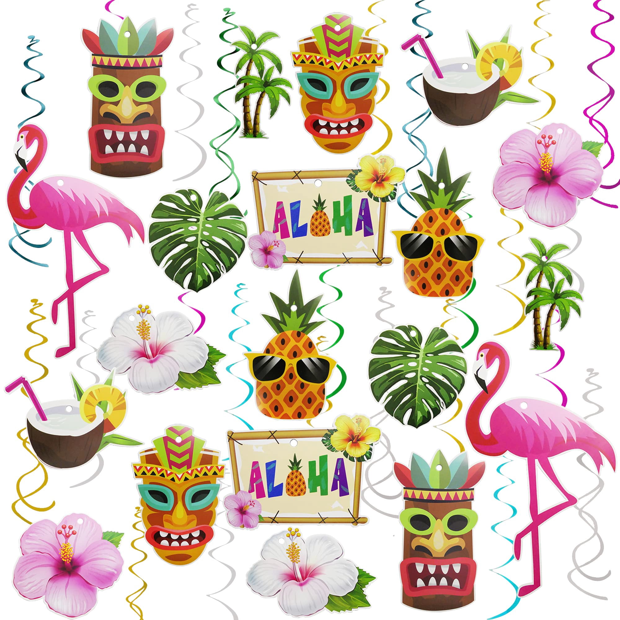 HADDIY Hawaiian Luau Party Hanging Decorations,30 Set Aloha Party ...