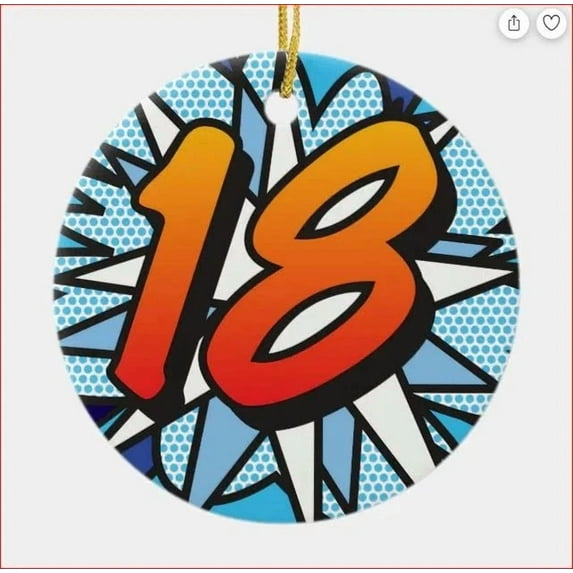 HADO 18 Birthday Fun Retro Comic Book Ceramic Ornament Disney Ceramic ...
