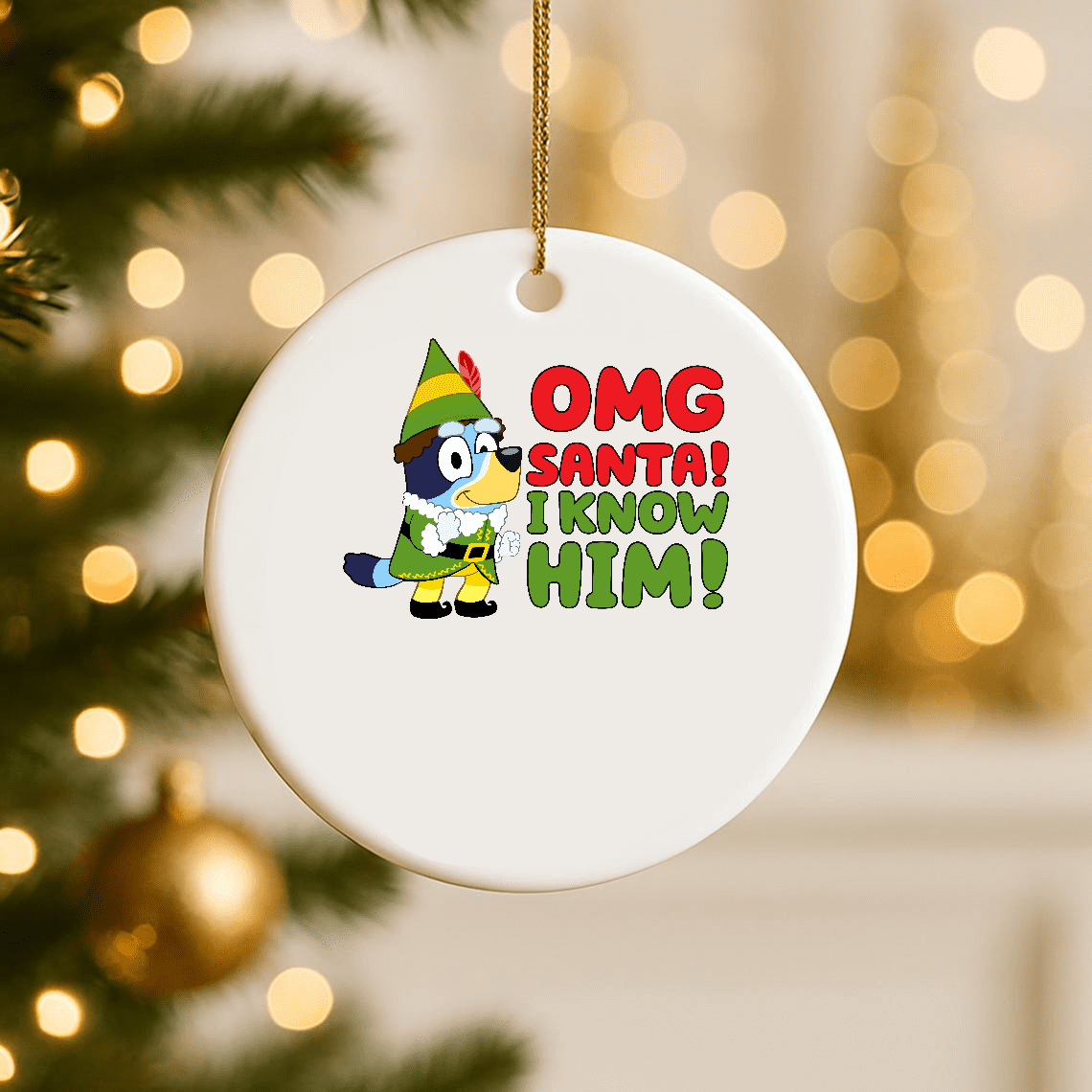 HADO Bluey Omg San.Ta! I Know Him! Blueey Chris.Tmas Festive Ornament ...