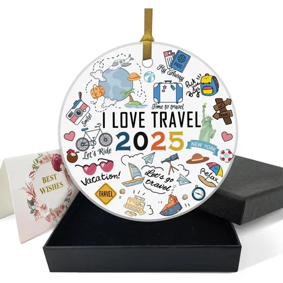 HADO Funny Chris.Tmas Ornament 2025, I Love Travel 2025 Ceramic Plaque ...