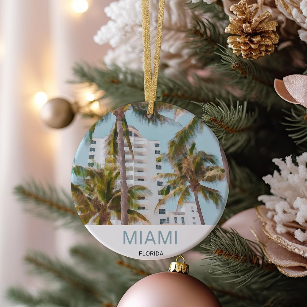 HADO Miami Ornament, Miami Souvenir, Chris.Tmas Tree Decoration, Miami ...