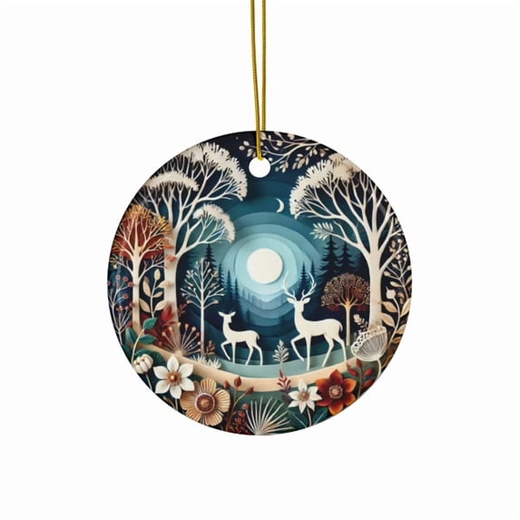 HADO Moonlit Forest Deer Ceramic Chris.Tmas Ornament - Nature-Inspired ...