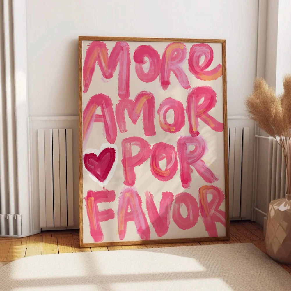 HADOPRINT More Amor Por Favor Print, Trendy Pink Wall Art, Amore Poster ...