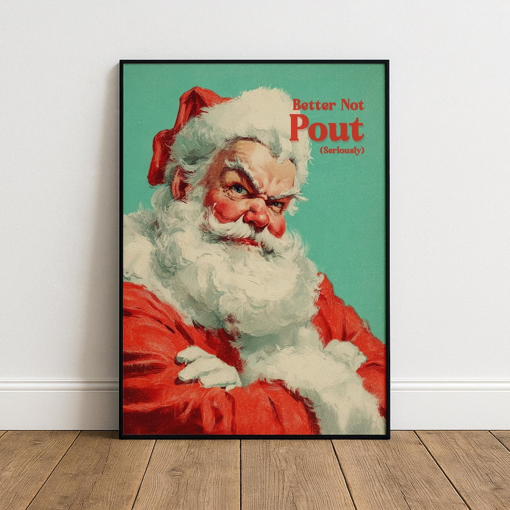 HADOPRINT Better Not Pout San.Ta Poster Funny Vintage Chris.Tmas Wall ...