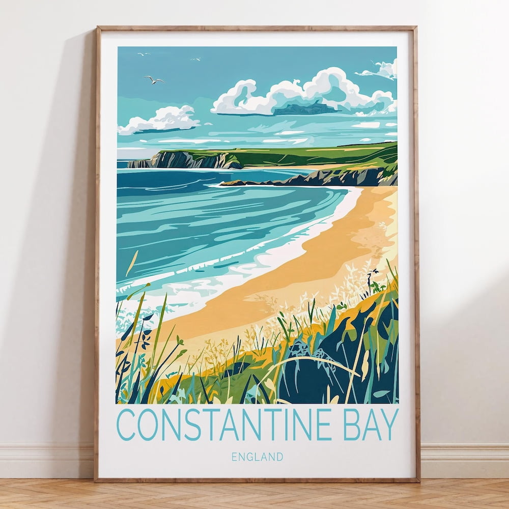 HADOPRINT Constantine Bay Beach Travel Poster, Constantine Bay England ...