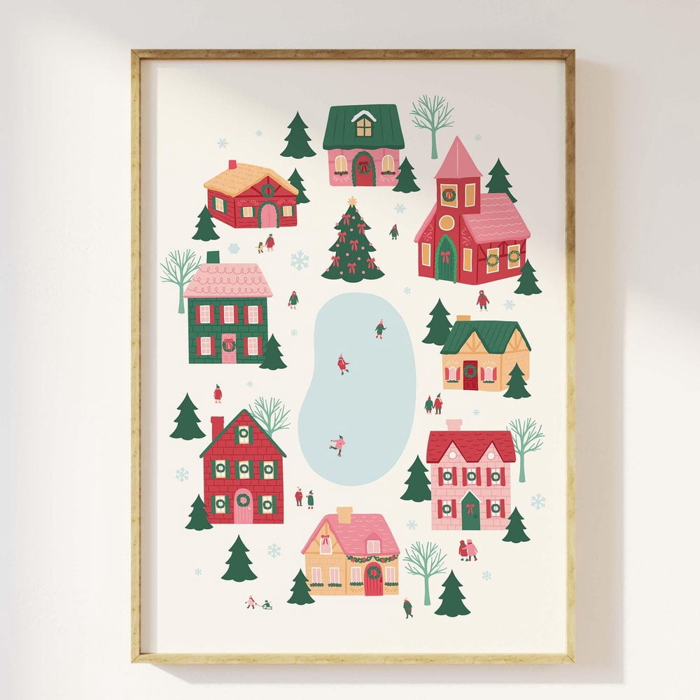 HADOPRINT Cozy Noel Village Print, Whimsical Noel Wall Art, Festive ...