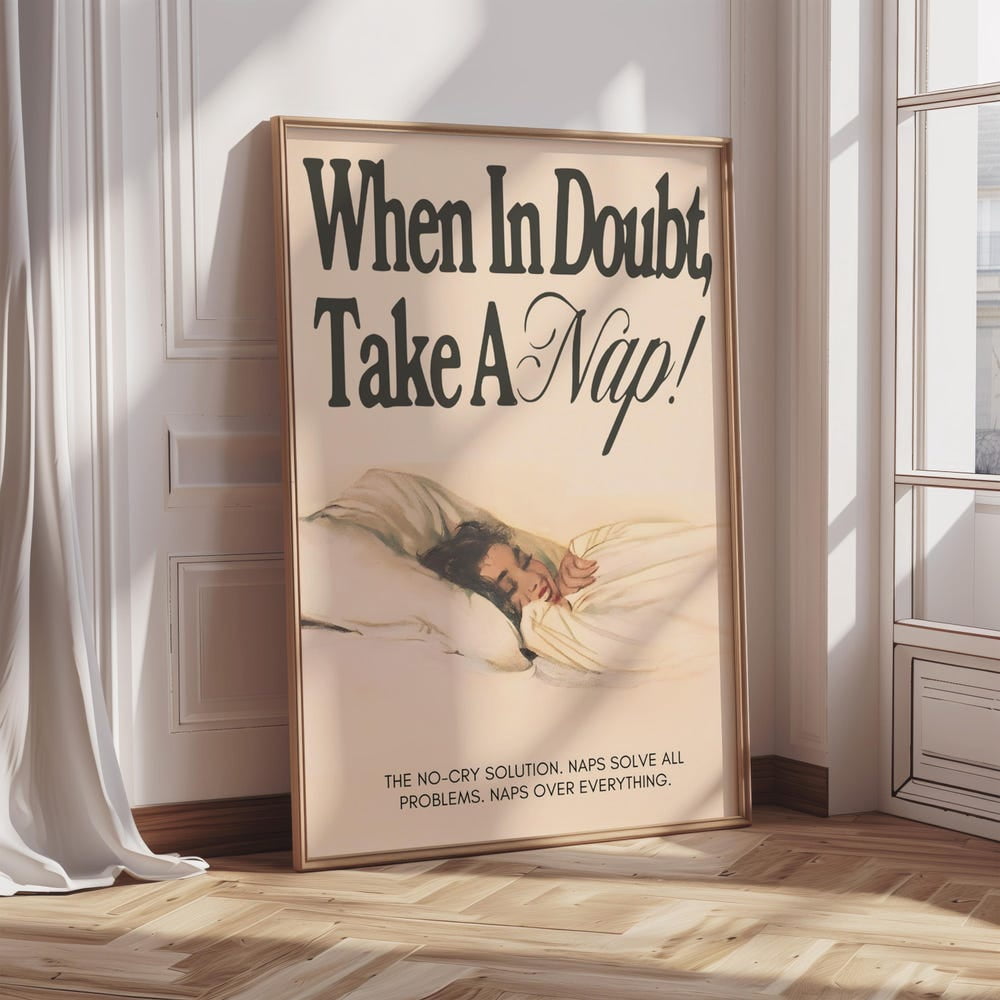 HADOPRINT When In Doubt Take A Nap Poster, Vintage Typography Wall Art ...