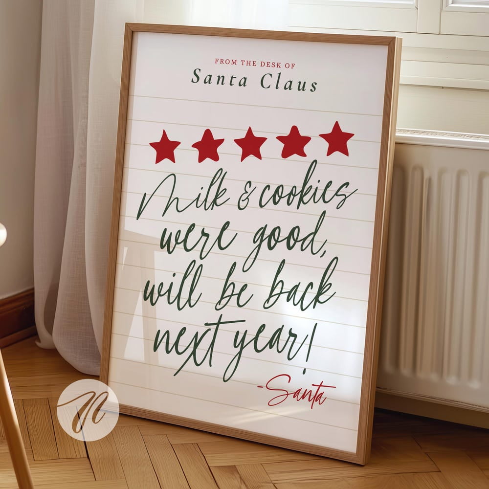 HADOPRINT Funny San.Ta Review Note Print, Retro Chris.Tmas Decor ...