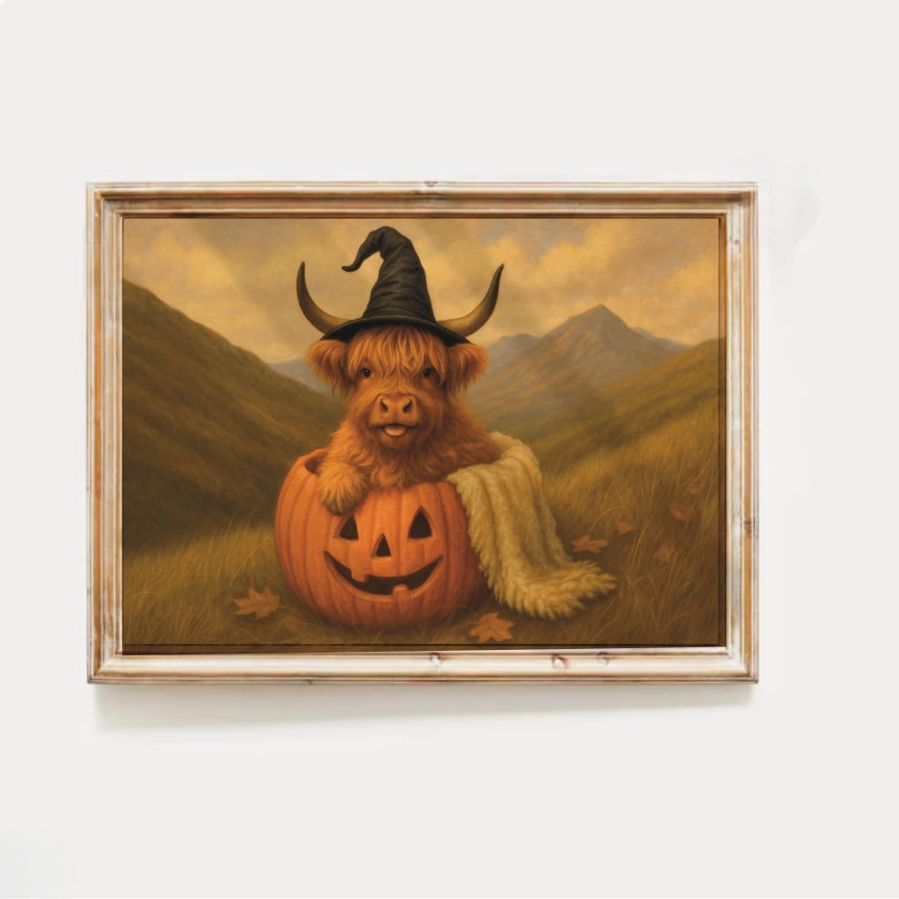 HADOPRINT Hallo.Ween Poster, Highland Cow Wall Art, Cute Farmhouse ...